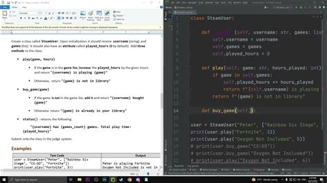 python first steps in oop exercise 06 steam user softuni youtube