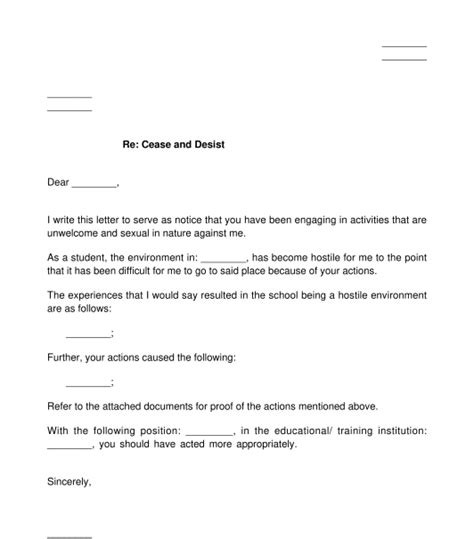 Sexual Harassment Cease And Desist Letter Template
