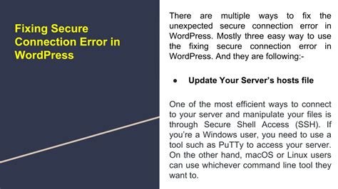 ppt how to fix secure connection error in wordpress powerpoint