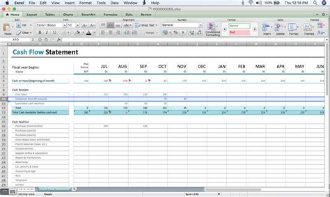 Simple Cash Flow Spreadsheet — Db