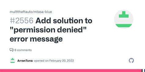 add solution to permission denied error message · issue 2556