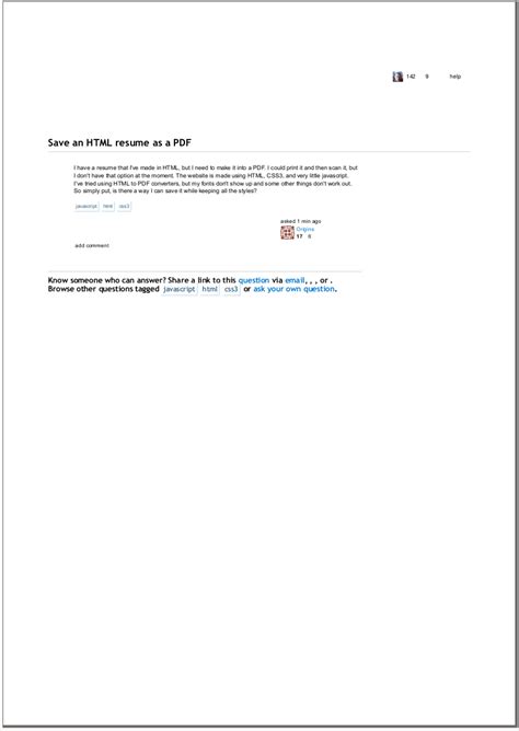 javascript save an html resume as a pdf stack overflow