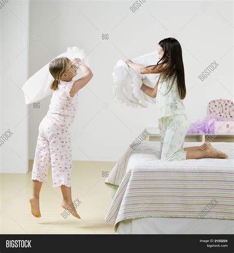 Girls Pillow Fighting Image And Photo Free Trial Bigstock