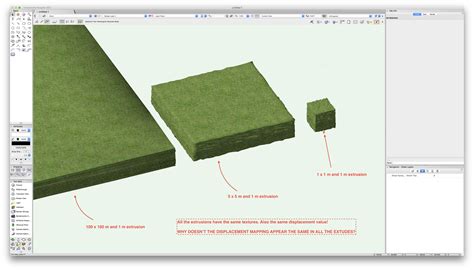 displacement mapping relative to applied object size known issues