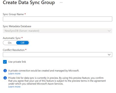 set up sql data sync azure sql database microsoft docs
