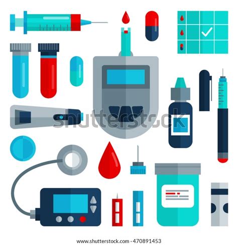 Diabetes Flat Icon Set Isolated Diabetic Stock Vector Royalty Free