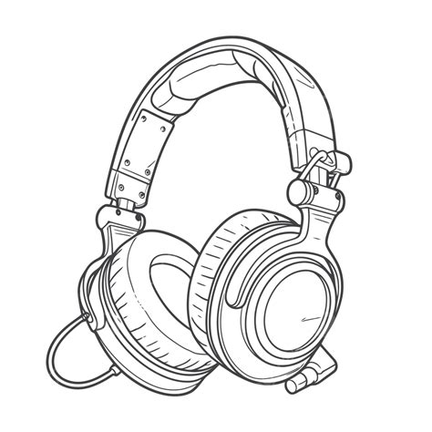 ヘッドフォンぬりえシート印刷可能な輪郭スケッチ図 ベクターイラスト画像とpngフリー素材透過の無料ダウンロード Pngtree