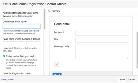 creating embedded form with confiforms to send emails directly from