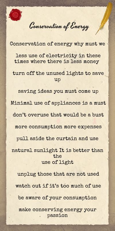 Conservation Od Energy Poem Oral Com
