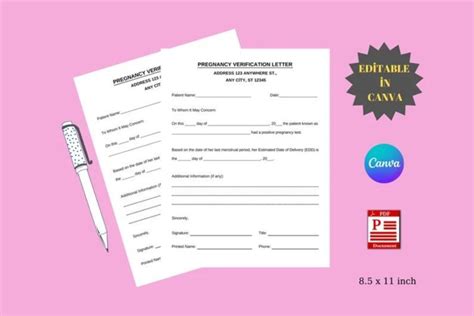 Pregnancy Verification Letter Printable
