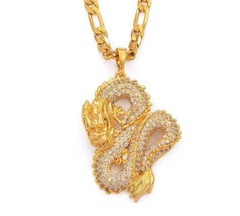 Dragon Necklace 18k Gold Plated Men Dragon Necklace Gold Etsy Canada