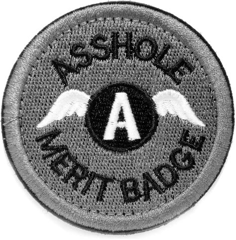 Wzt Asshole Merit Badge Morale Tactical Patch Gray