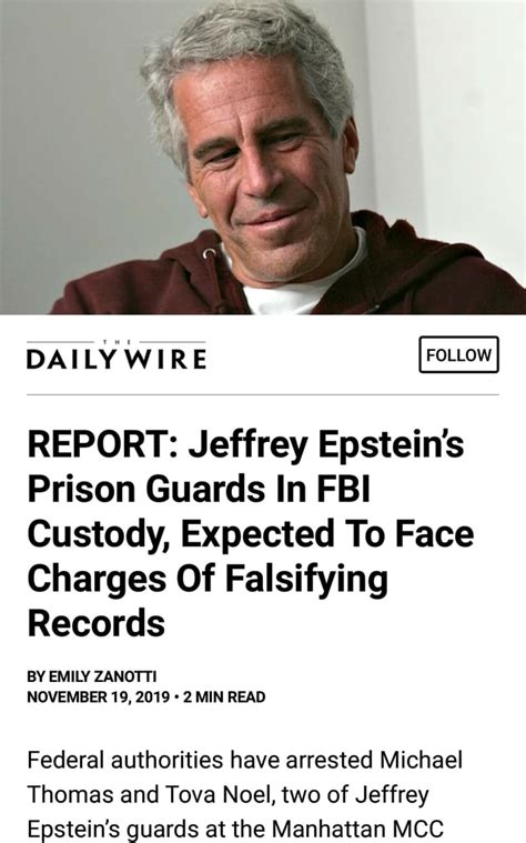 Report Jeffrey Epsteins Prison Guards In Fbi Custody Expected To