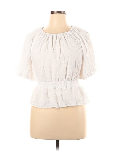 1 State White Short Sleeve Blouse Size Xl 73 Off Thredup
