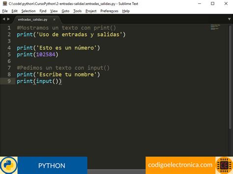 entradas y salidas en python código electrónica