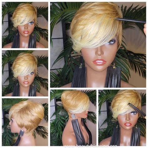 Wig Short Wig Pixie Cut Style With Swoop Bangs Wigs For Women Ombre