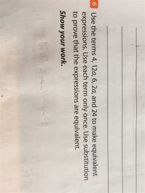 solved 6 use the terms 4 12a 6 2a and 24 to make equi