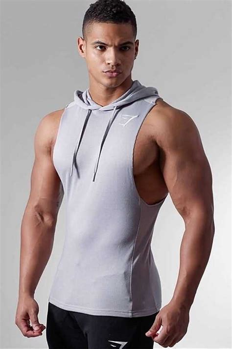 Light Gray Drawstring Hooded Neck Sport Tank Top In 2021 Gym Outfit