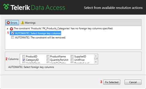 the constraint has no foreign key columns specified