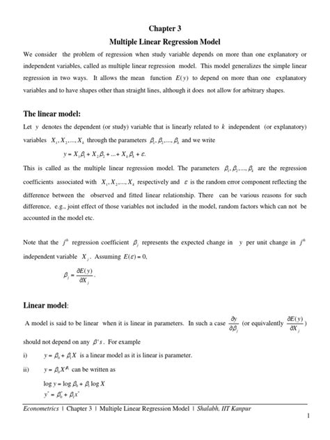 chapter3 econometrics multiplelinearregressionmodel linear regression