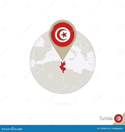 Tunisia Map And Flag In Circle Map Of Tunisia Tunisia Flag Pin Stock