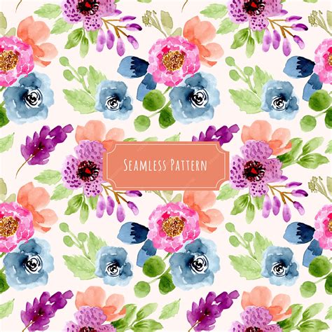 Premium Vector Colorful Floral Watercolor Seamless Pattern
