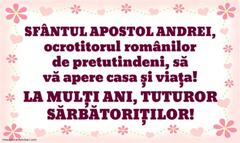Felicitari De Sfantul Andrei La Mulți Ani Tuturor Sărbătoriților