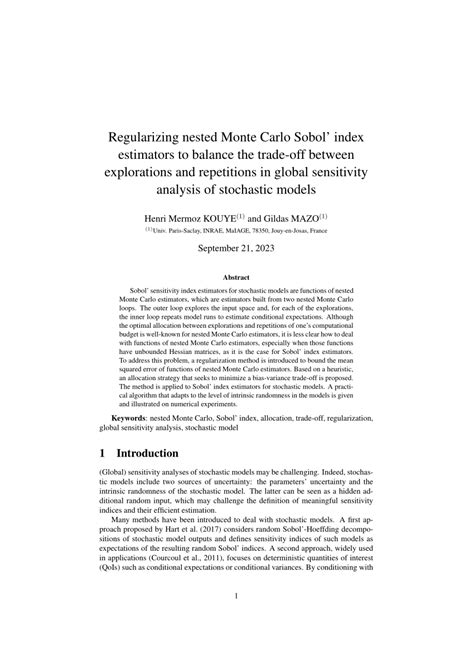 pdf regularizing nested monte carlo sobol index estimators to
