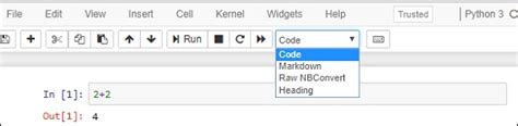 jupyter notebook types of cells novice tutorial