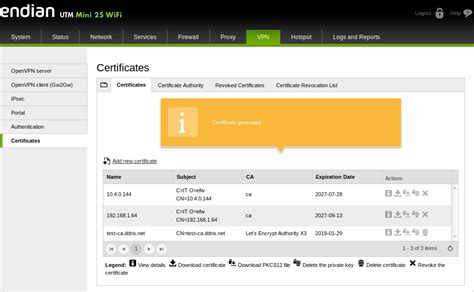generate let s encrypt certificate from endian gui for non wildcard