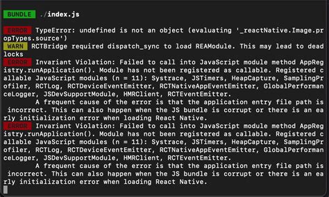invariant violation failed to call into javascript module method
