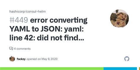 error converting yaml to json yaml line 42 did not find expected