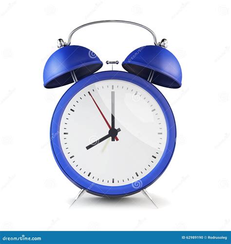 Blue Retro Style Alarm Clock Isolated On White Background Stock