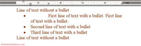 word bullets ruler