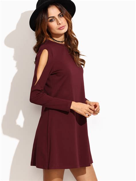 Open Shoulder Swing Dress Shein Sheinside