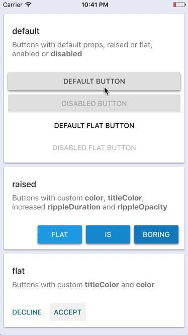 material buttons with consistent behaviour on ios and android