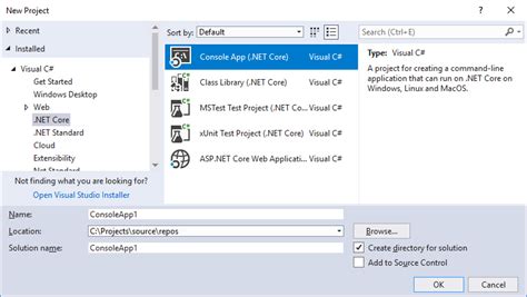 creating a net core application using entity framework