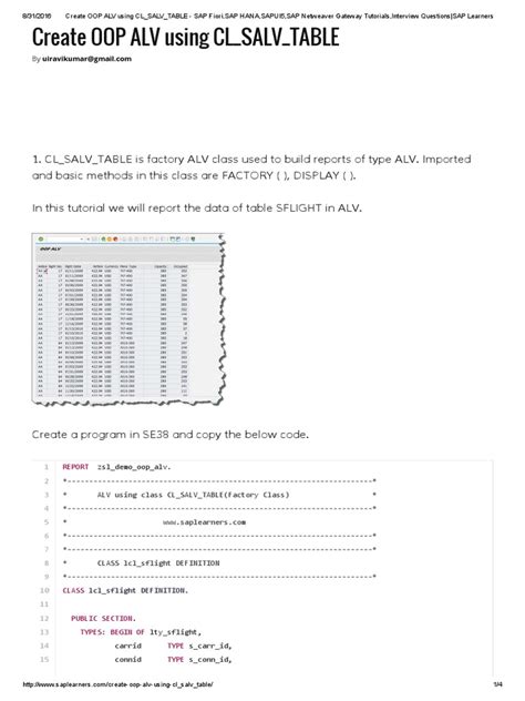 create oop alv using cl salv table sap fiori sap hana sapui5