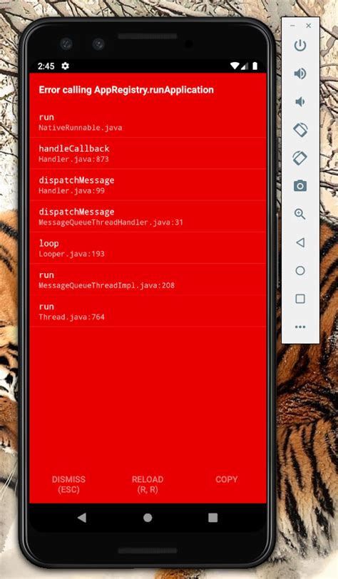 android solução error calling napplication no react