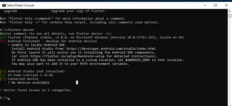 android while installing flutter doctor found issues in 3 categories