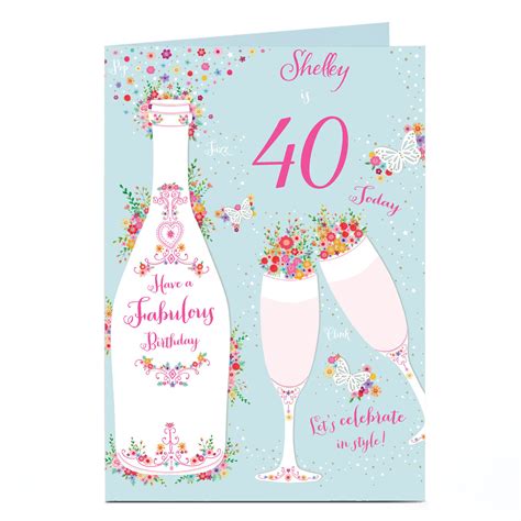 Buy Personalised Birthday Card Champagne Flutes And Flowers Editable