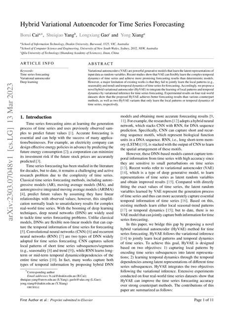hybrid variational autoencoder for time series forecasting deepai