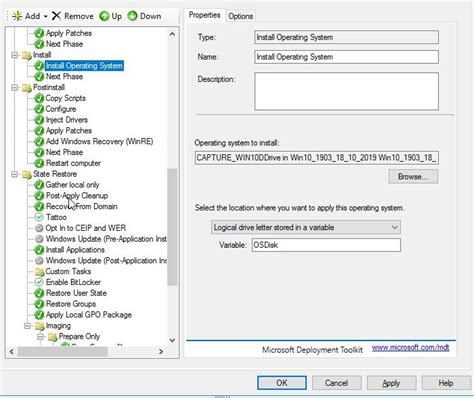 mdt and windows 1903 reimaging fails with error 5624