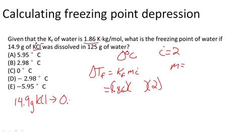 calculating freezing point depression youtube