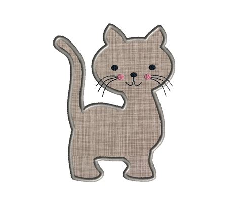 Cat Applique Machine Embroidery Design