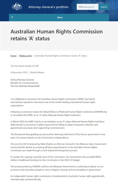 Australian Human Rights Commission Retains ‘a Status In March 2022