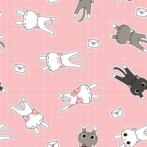 Cute Cat Cartoon Doodle Seamless Pattern Background Wallpaper 3423839