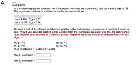 solved in a multiple regression equation two independent