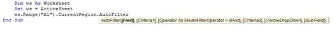 excel vba to set autofilter and filter selected columns
