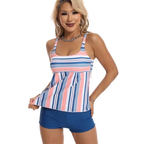 Maillot De Bain Femme 2 Pièces Shorty Tankini à Bretelle Grande Taille